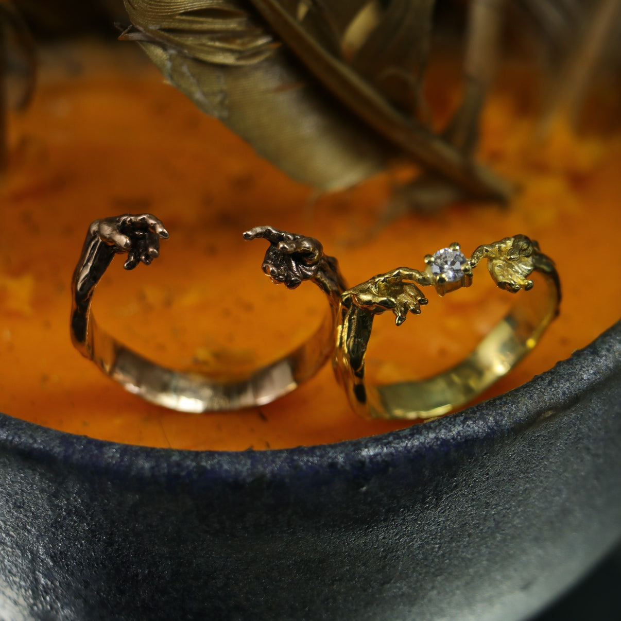 Ademin Yaratılışı Çift Alyans Yüzük – Moko Art Design